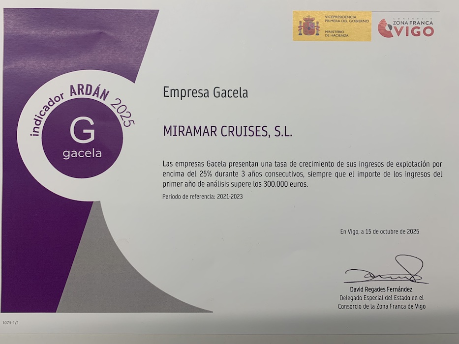 ¡Miramar Cruises, Premio Ardán Gacela 2025!